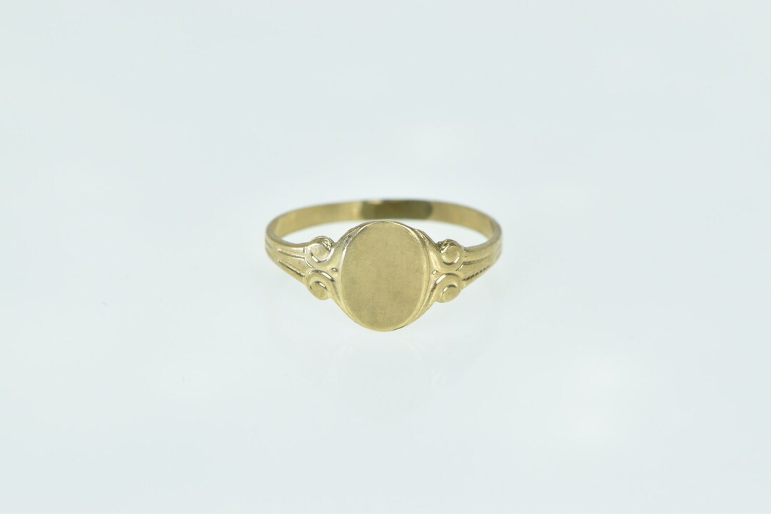 10K Oval Monogram Engravable Signet Baby Child Ring Size 4.25 Yellow ...