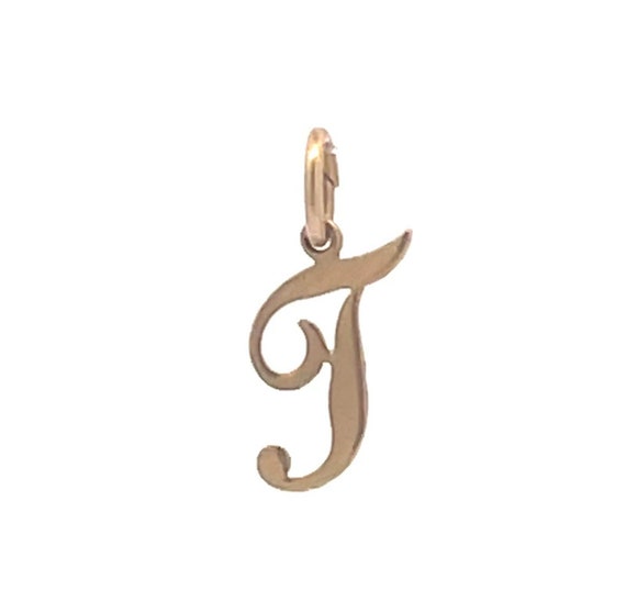 14K T Cursive Letter Monogram Name Initial Charm/Pend… - Gem