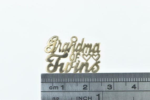 14K Grandma of Twins Word Cut Out Cursive Heart Charm… - Gem