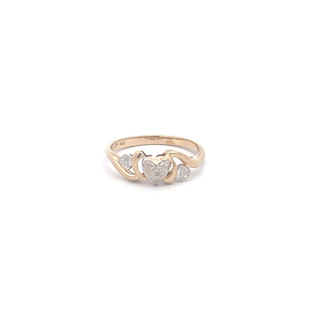 10K Vintage Diamond Classic Heart Love Symbol Ring Size 7 Yellow Gold ...