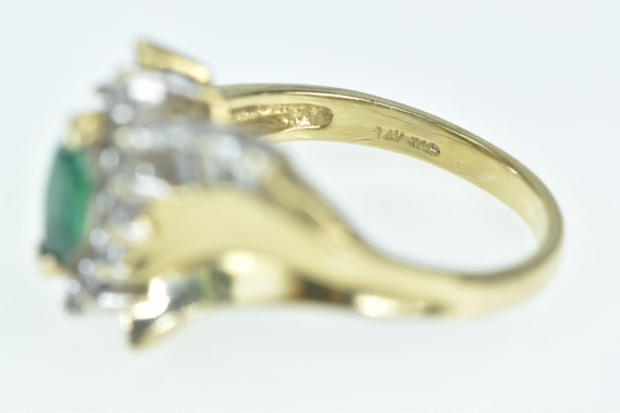 14K Marquise Syn. Emerald Diamond Halo Bypass Ring Si… - Gem 14K Marquise Syn. Emerald Diamond Halo Bypass Ring Si… - Gem