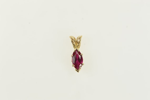 14K Marquise Syn. Ruby Solitaire Vintage Charm/Pendan… - Gem