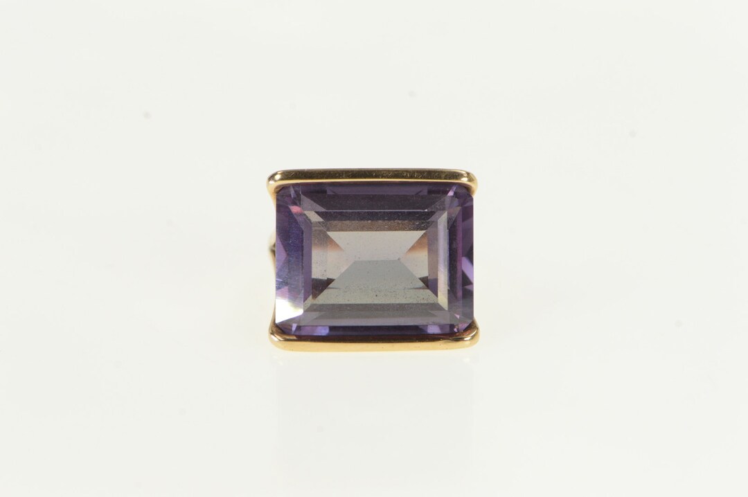 14K 1940's Emerald Cut Amethyst Squared Filigree Ring Size 4 Yellow Gold - Etsy