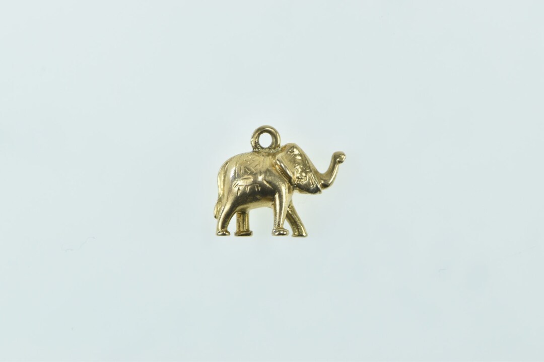 18K 3D Elephant Animal Patience Strength Symbol Charm/pendant Yellow ...