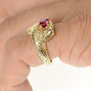 10K 1930's Coiled Serpent Snake Syn. Ruby Men's Ring - Etsy