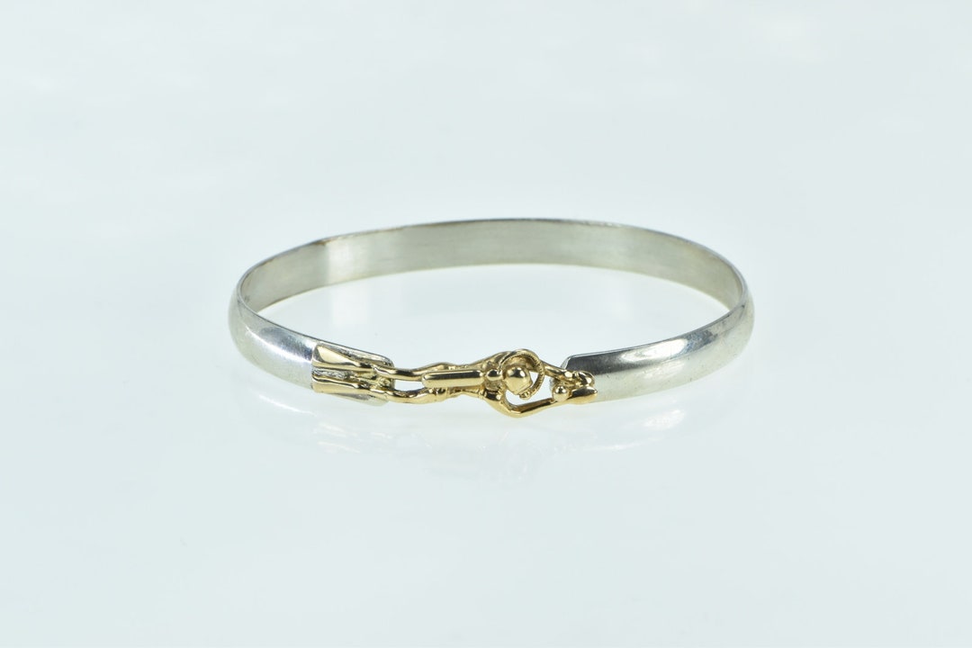 Sterling Silver 14K Gold Scuba Diver Vintage Bangle Bracelet 8.25 - Etsy