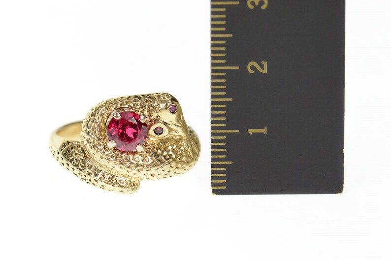 10K 1930's Coiled Serpent Snake Syn. Ruby Men's Ring - Etsy