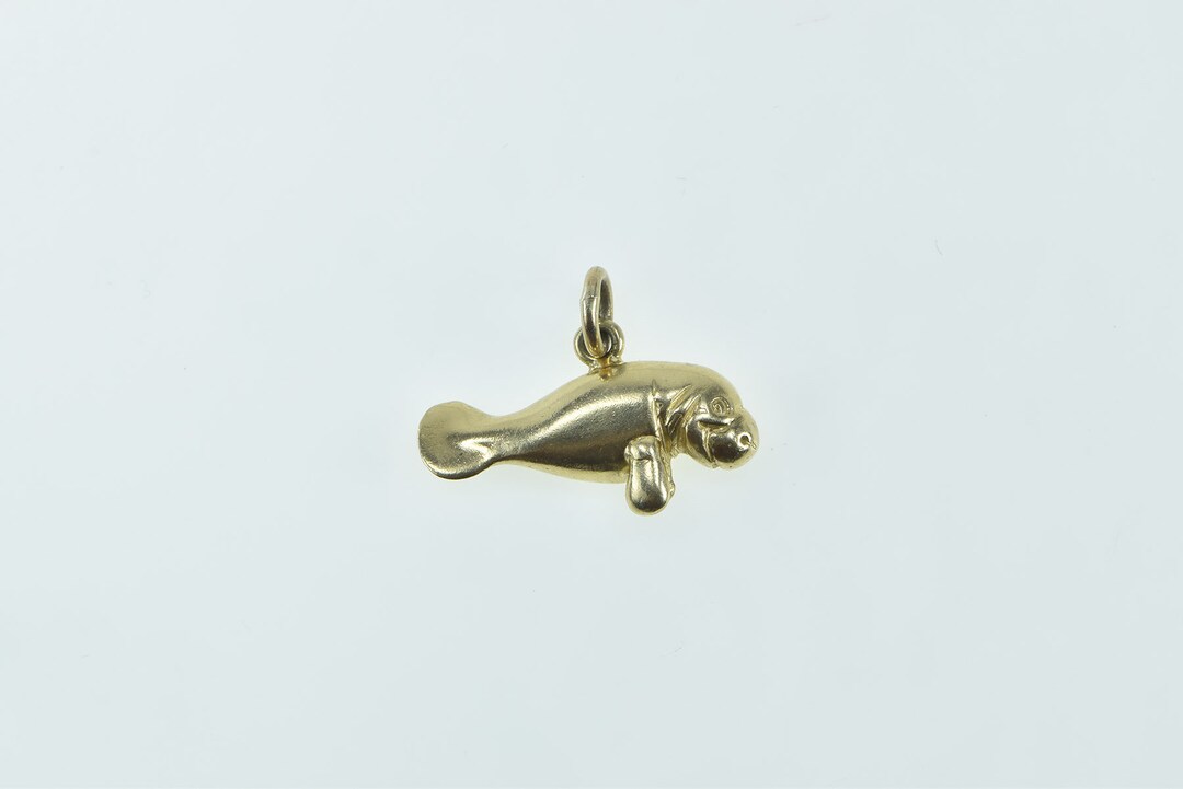 14K Walrus Manatee Marine Animal Wildlife Charm/pendant Yellow Gold - Etsy