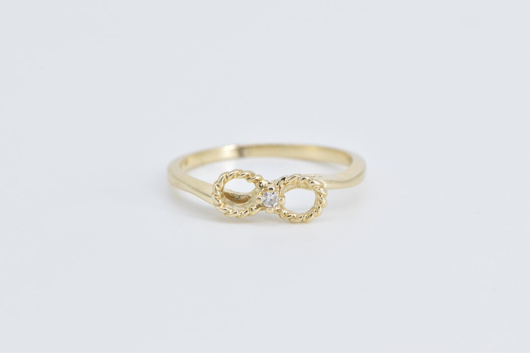 14K Diamond Infinity Symbol Promise Knot Ring Size 5 Yellow Gold - Etsy