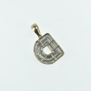 10K Diamond Encrusted D Letter Monogram Initial Pendant Yellow Gold - Etsy