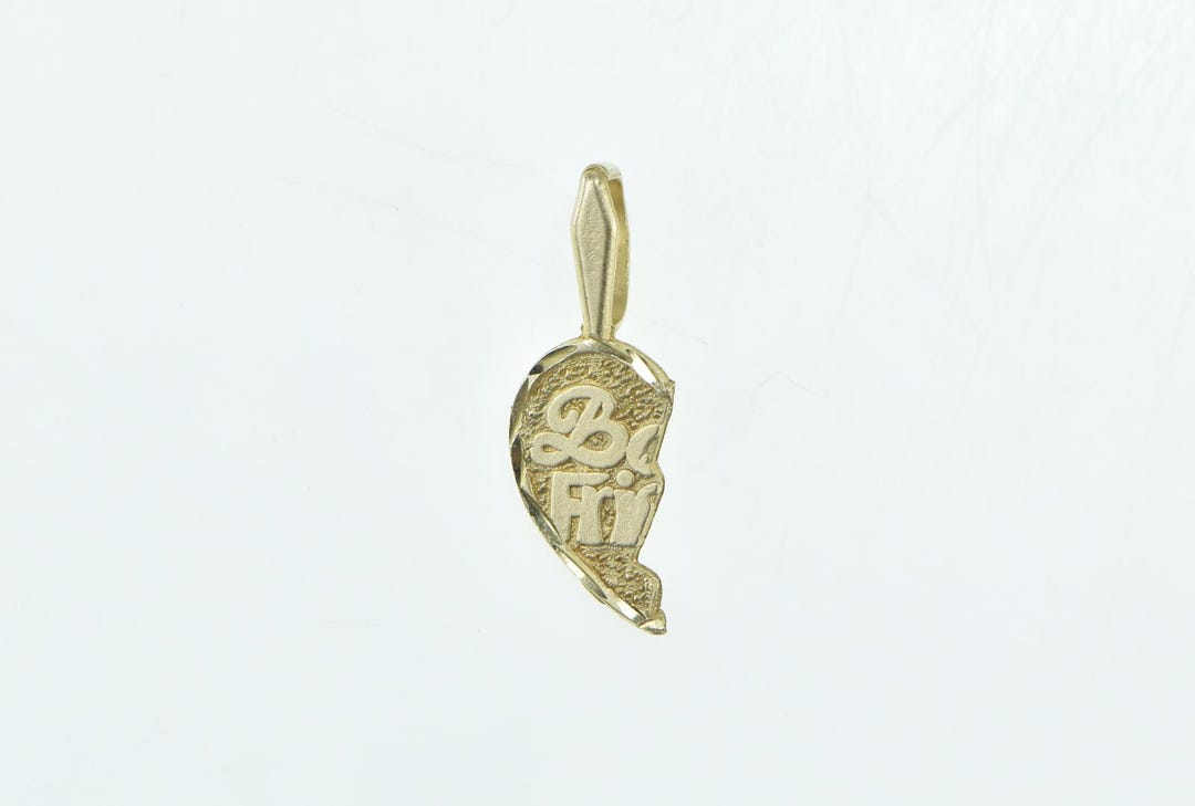 14K Best Friends Half Heart Friendship Love Charm/pendant Yellow Gold ...