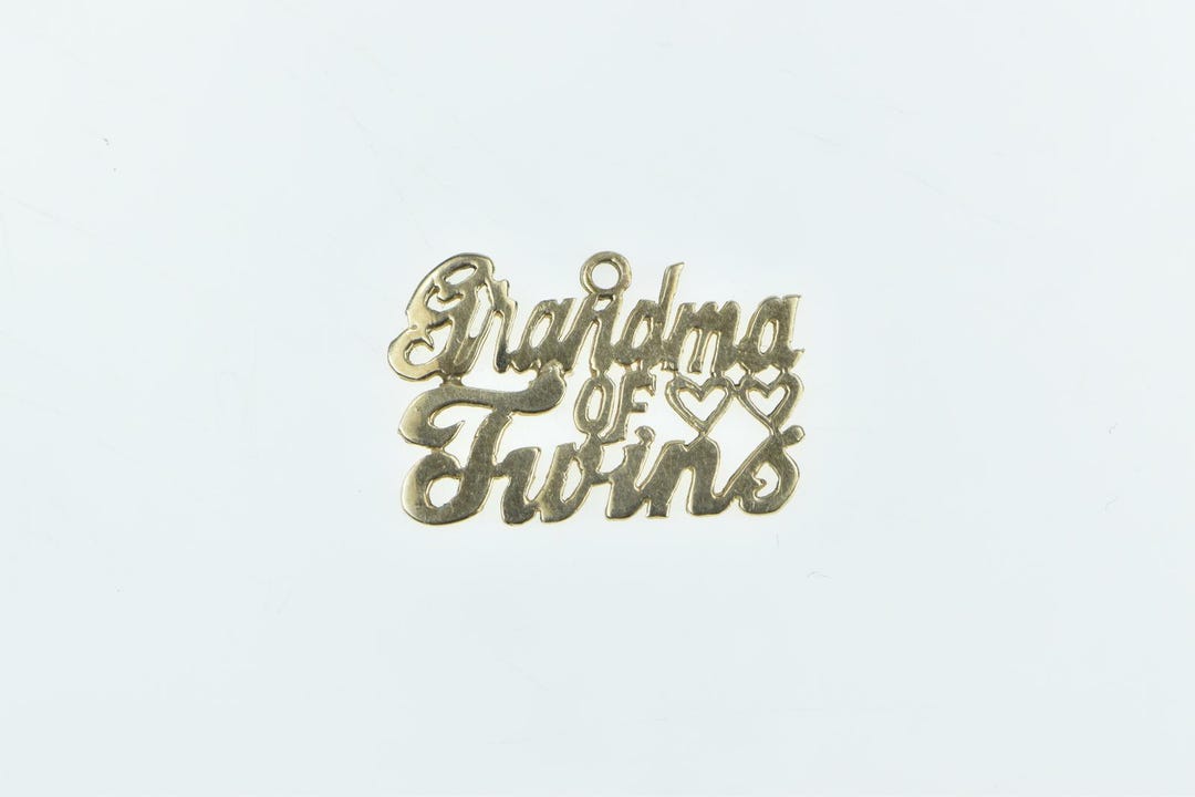 14K Grandma of Twins Word Cut Out Cursive Heart Charm/pendant Yellow ...