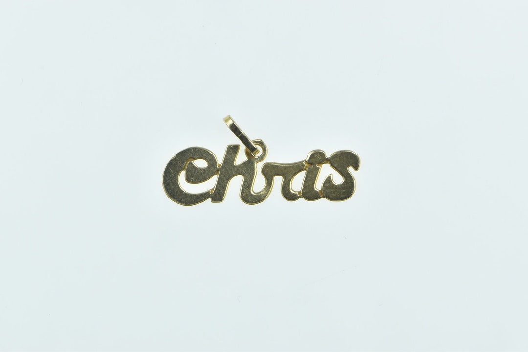 14K Chris Name Cursive Personalized Letter Charm/pendant Yellow Gold - Etsy