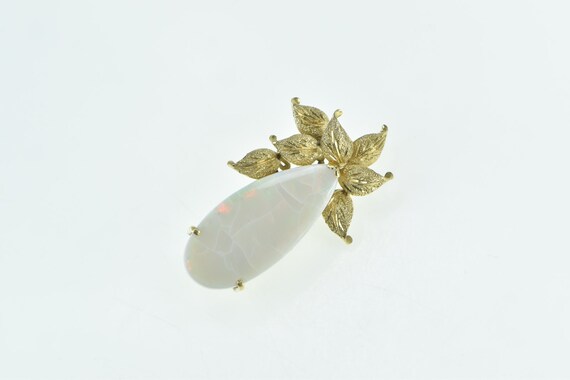 14K Pear Huge Natural Opal Leaf Cluster Statement Pen… - Gem