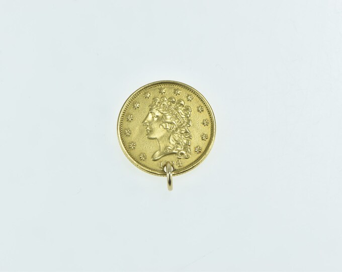 Antique USA Gold Coin Pendant Set in 14KT Bezel 1877-S Liberty Head Quarter Eagle Coin Pendant ...