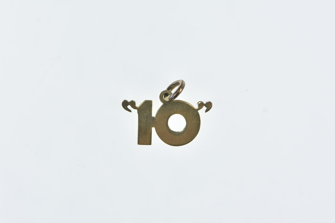 14K 10 Perfect Ten Score Lucky Number Charm/pendant Yellow - Etsy