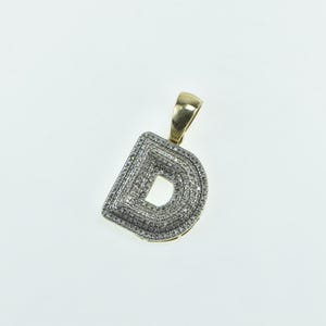 10K Diamond Encrusted D Letter Monogram Initial Pendant Yellow Gold - Etsy