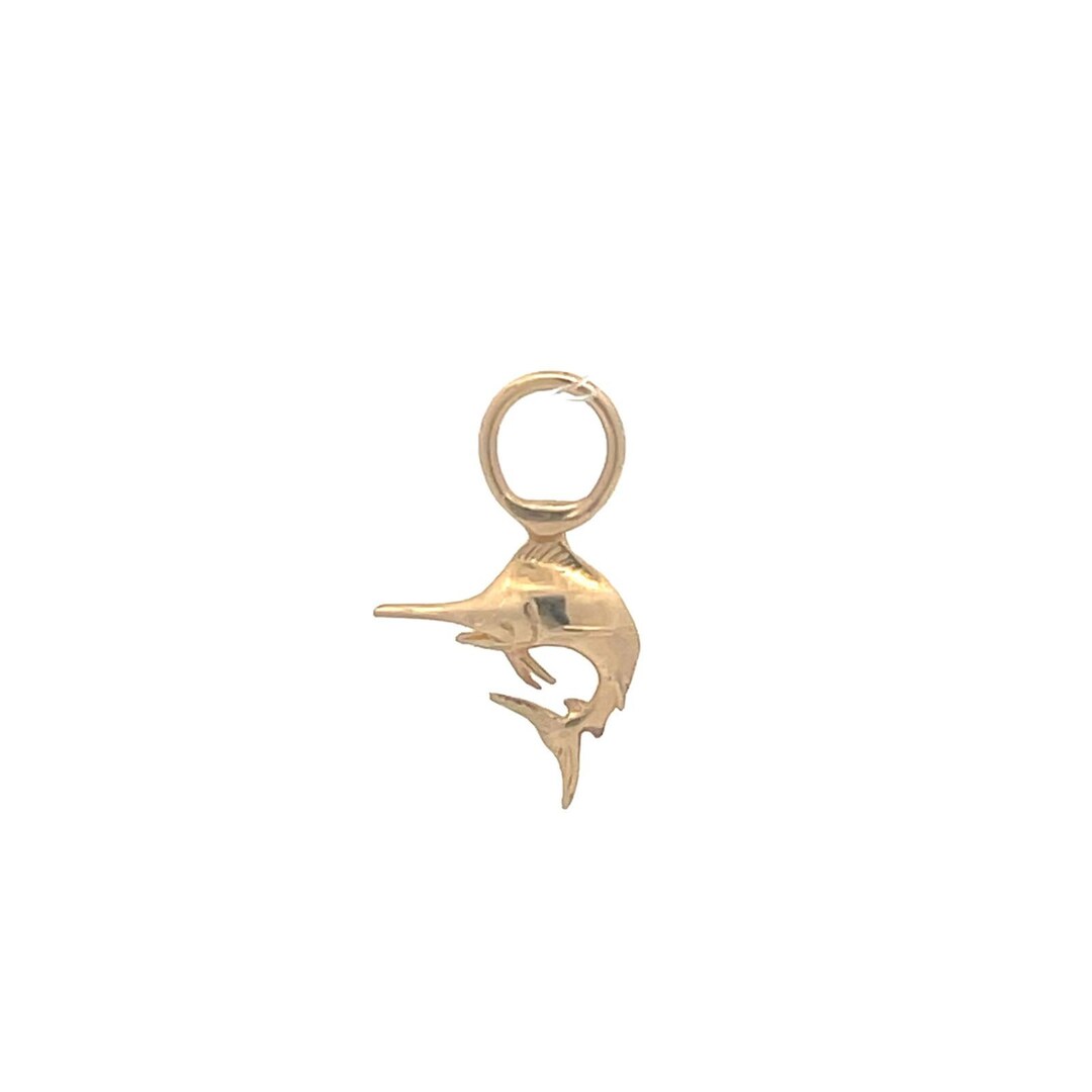14K Marlin Sword Fish Ocean Animal Fishing Charm/pendant Yellow Gold - Etsy