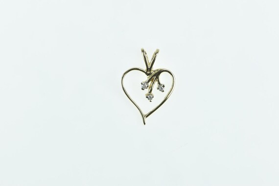 14K Diamond Heart Love Symbol Vintage Pendant Yellow … - Gem