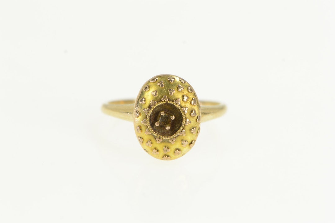 14K Oval Victorian Domed Engagement Setting Ring Size 3.75 - Etsy