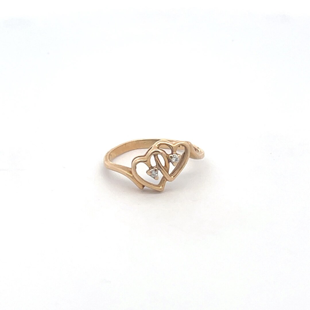 14K Diamond Heart Valentine Love Symbol Ring Size 6 Yellow Gold - Etsy