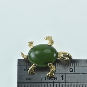 14K Nephrite Cabochon Vintage Turtle Tortoise Pin/brooch Yellow Gold - Etsy