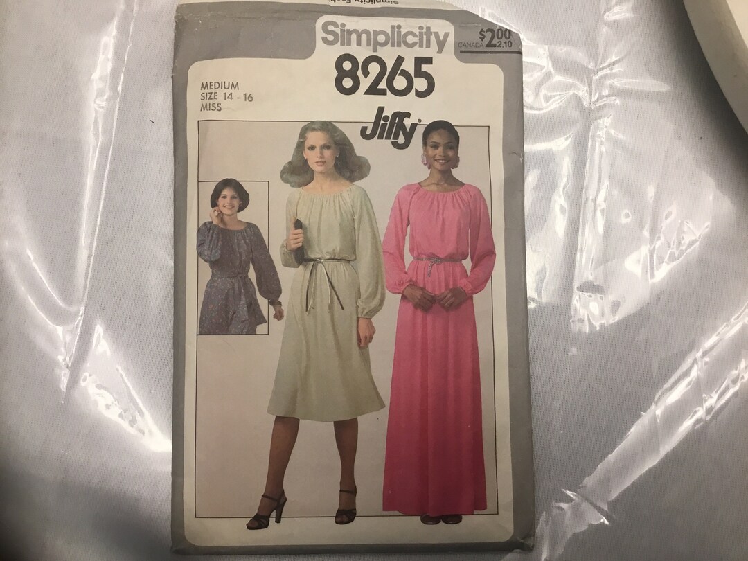 Simplicity Sewing Pattern #8265 Jiffy Pullover Dress Size Medium 14-16 ...