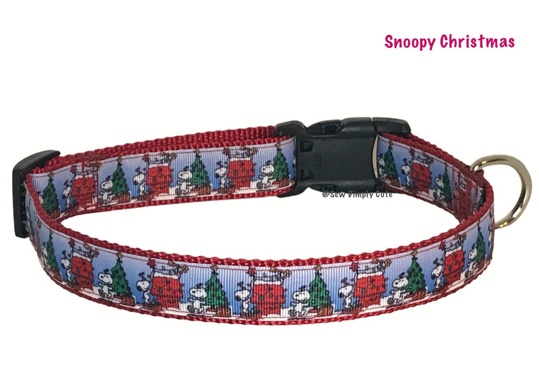 Snoopy Christmas Adjustable Dog Collar winter Charlie Brown Peanuts ...