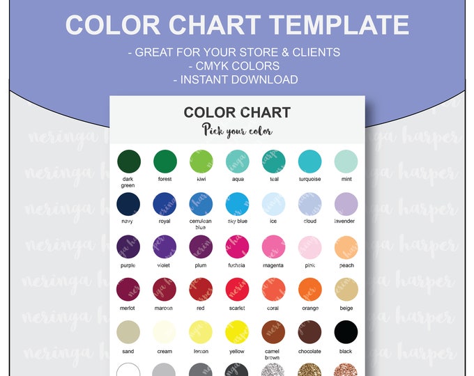 Color Chart, Printable Colour Chart, Color Chart Template, Color ...