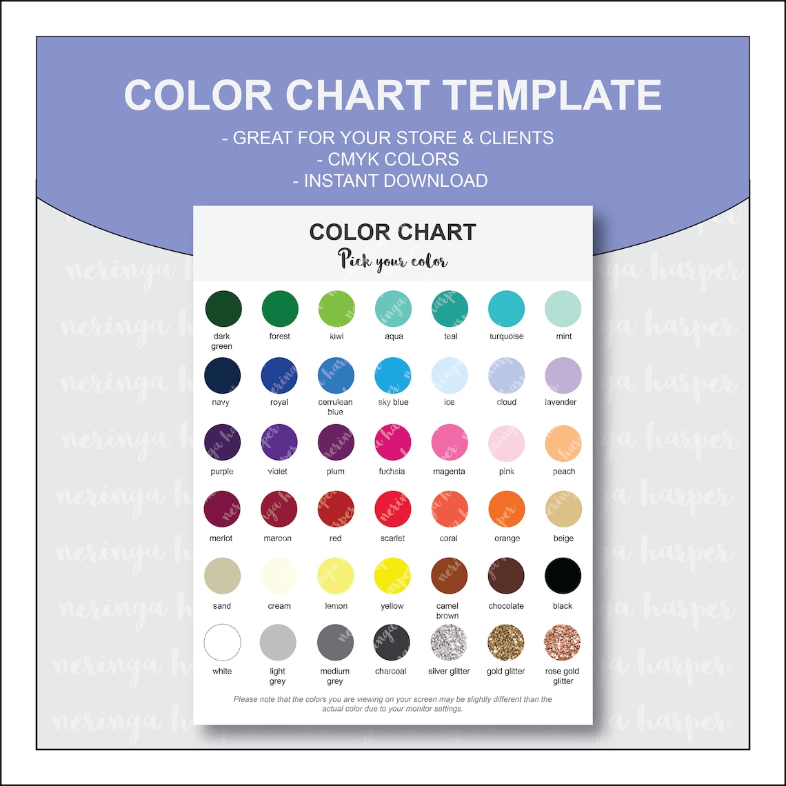 Color Chart, Printable Colour Chart, Color Chart Template, Color ...