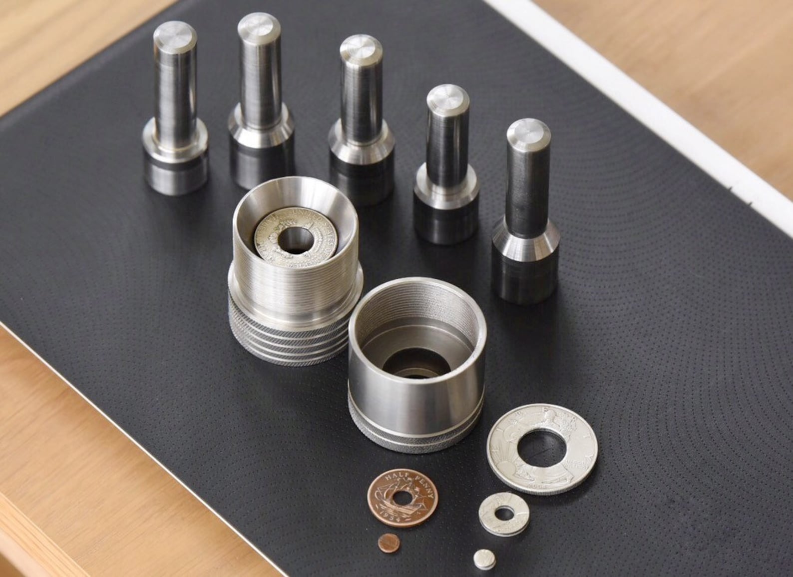 Self Centre Coin Punch Tool C/w 5 Hardened Punches - Etsy Australia