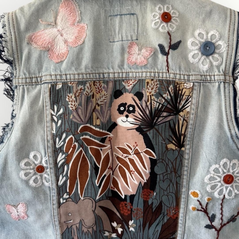 Upcycled Patchwork Denim Girl’s Vest – Fits Ages 8–10 | One-of-a-kind ...