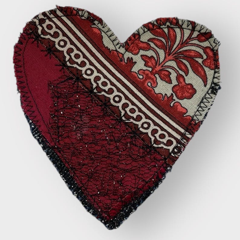 Handmade Upcycled Fabric and Denim Heart Patches Perfect for DIY ...
