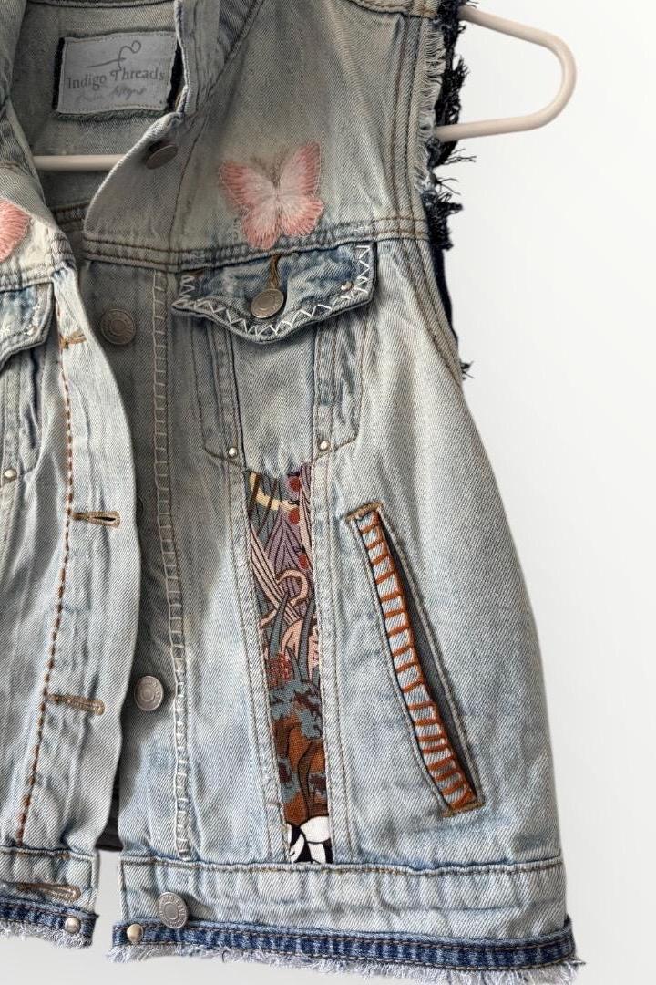 Upcycled Patchwork Denim Girl’s Vest – Fits Ages 8–10 | One-of-a-kind ...