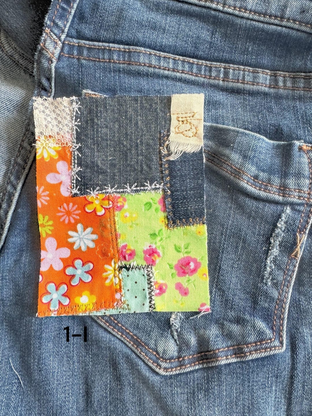 Handmade Denim Patchwork – 3.75”x4.5” Hand-sew on – Upcycled Denim ...