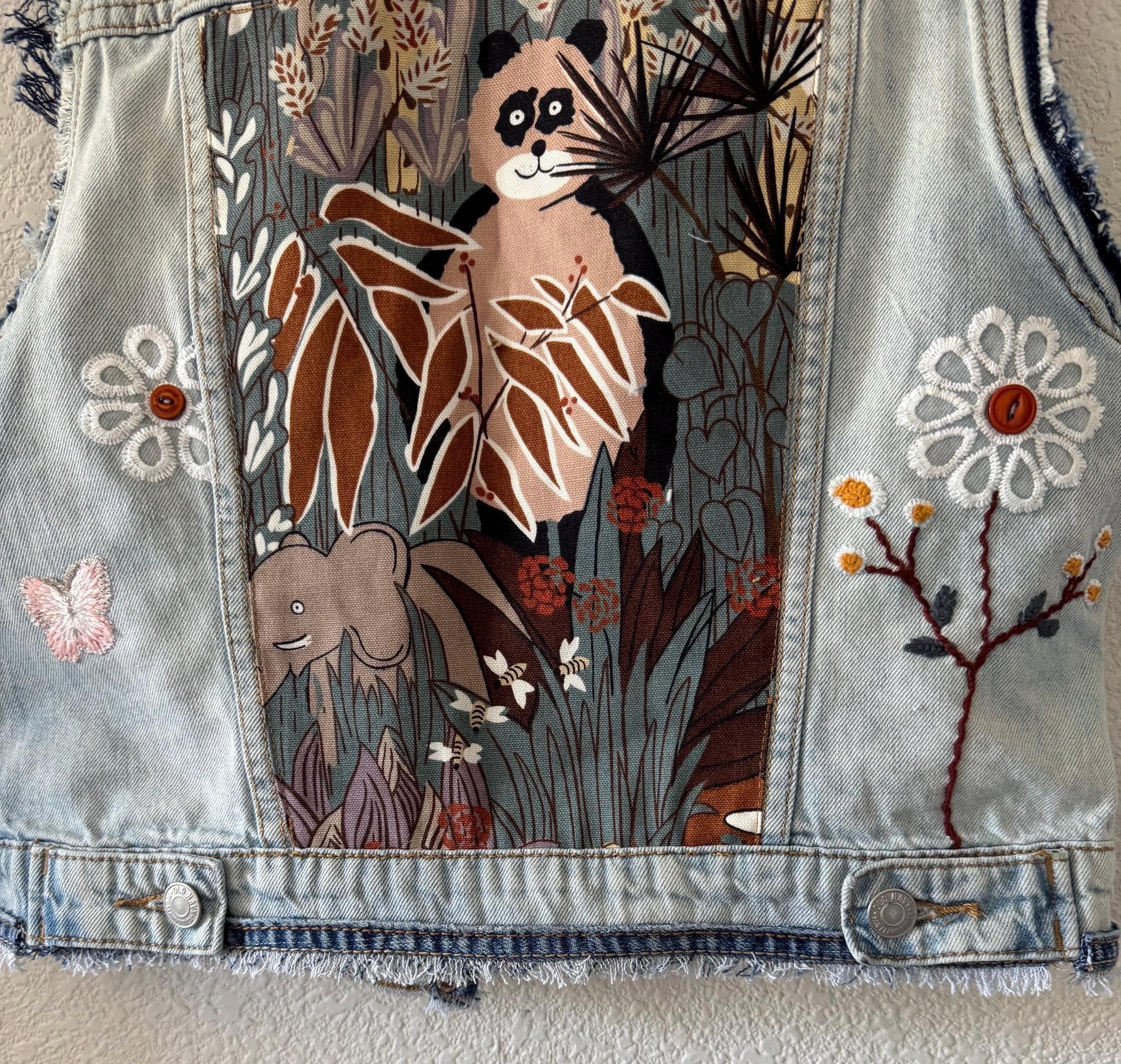 Upcycled Patchwork Denim Girl’s Vest – Fits Ages 8–10 | One-of-a-kind ...