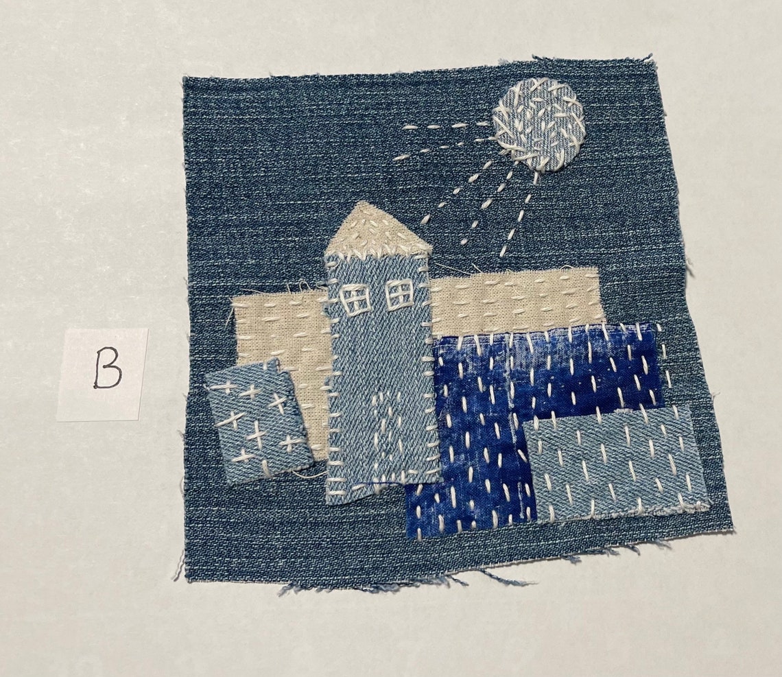 Hand-sew on Sashiko/boro Patch Upcycled Denim With Cotton Stitching - Etsy