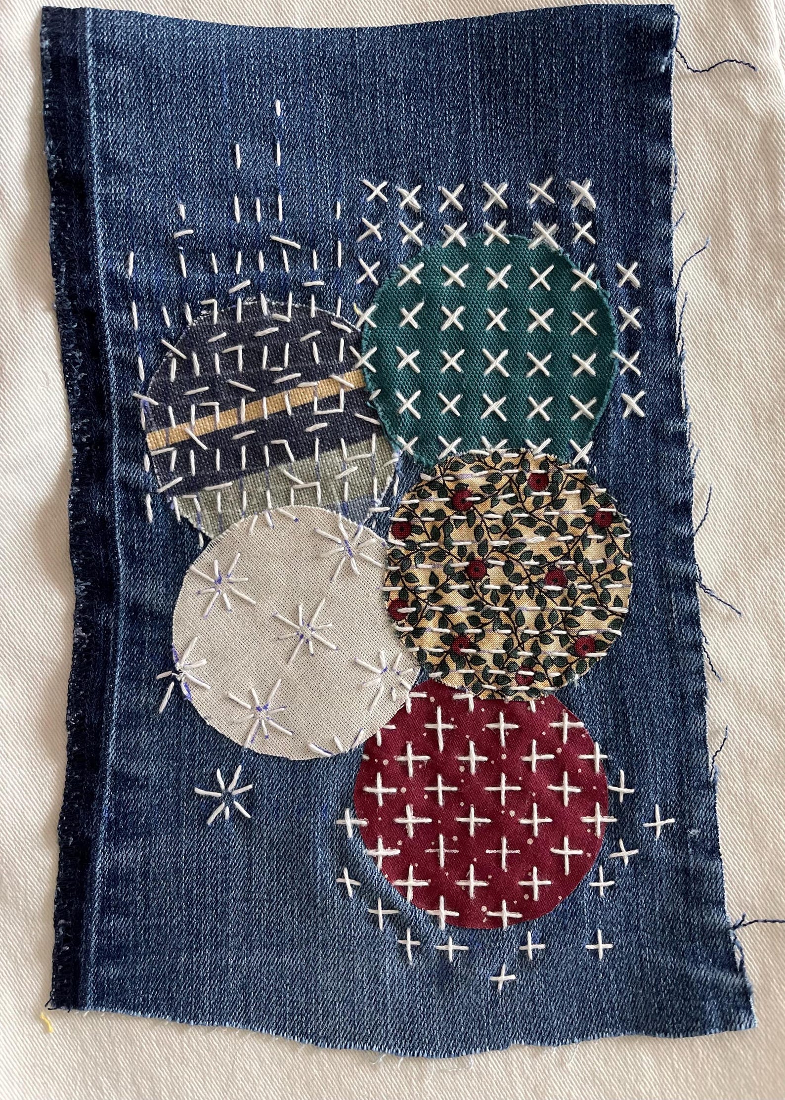 Hand-sew on Sashiko/boro Patch – Upcycled Denim With Cotton Stitching ...