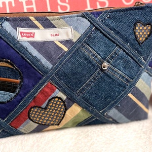 Denim Patchwork Clutch Wristlet: Upcycled Jeans, Boho Chic Bag - Etsy