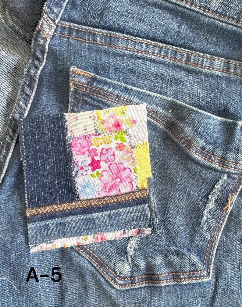 Handmade Denim Patchwork – 3.5”x3.5” Hand-sew on – Upcycled Denim ...