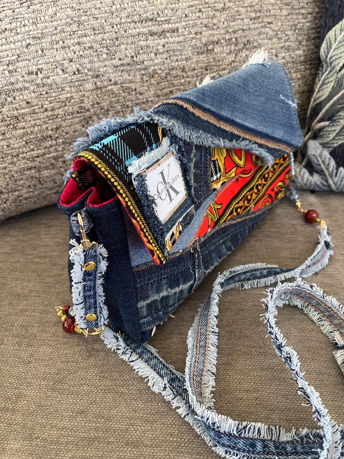 Bohemian Unique One-of-a-kind Denim Patchwork Clutch Wristlet With ...
