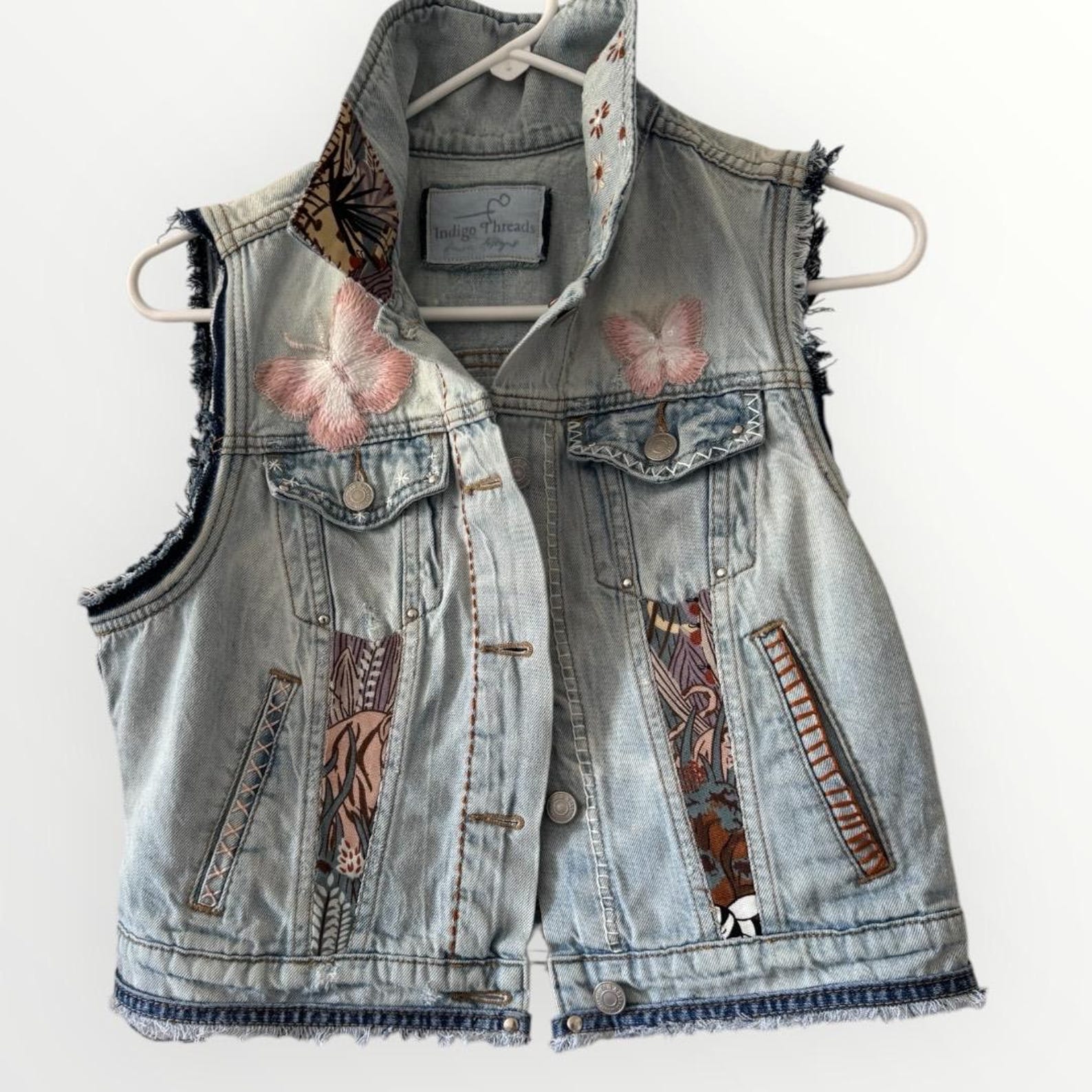 Upcycled Patchwork Denim Girl’s Vest – Fits Ages 8–10 | One-of-a-kind ...