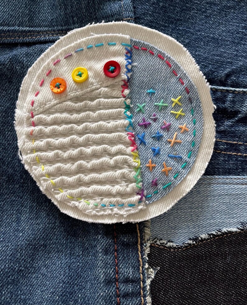 Handmade Sashiko Denim Patch 4 Round Hand-sew on Sashiko Inspire Patch ...