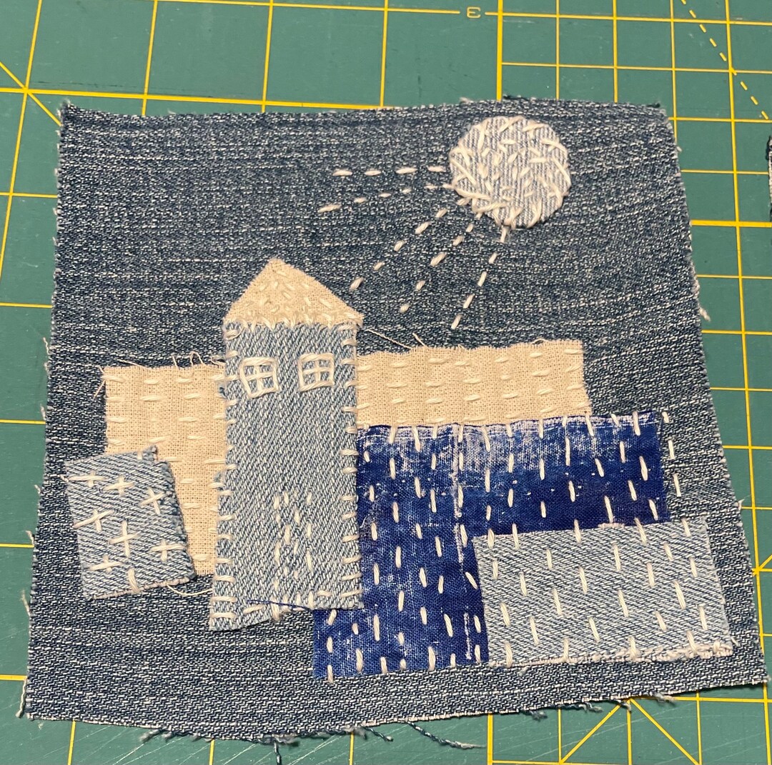 Hand-sew on Sashiko/boro Patch Upcycled Denim With Cotton Stitching - Etsy