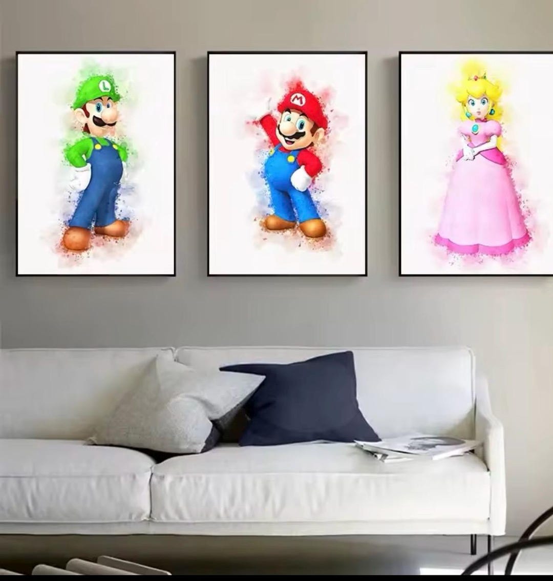 Super Mario Posters Mario Luigi Yoshi Princess Peach Toad A4 - Physical ...