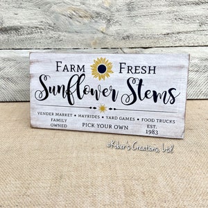 Farm Fresh Sunflower Stems Wood Sign, Sunflower Décor, Sunflower Gift ...