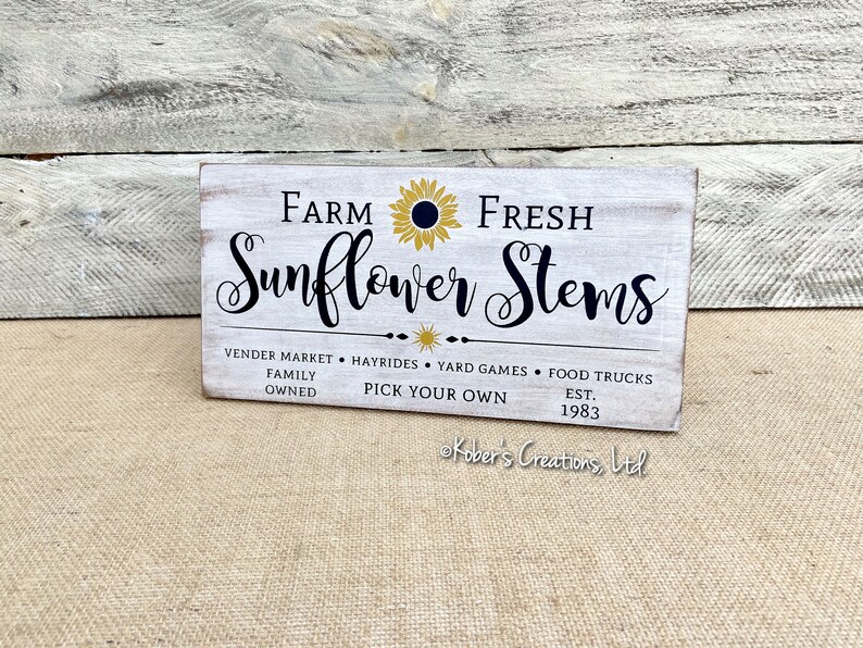 Farm Fresh Sunflower Stems Wood Sign Sunflower Decor - Etsy