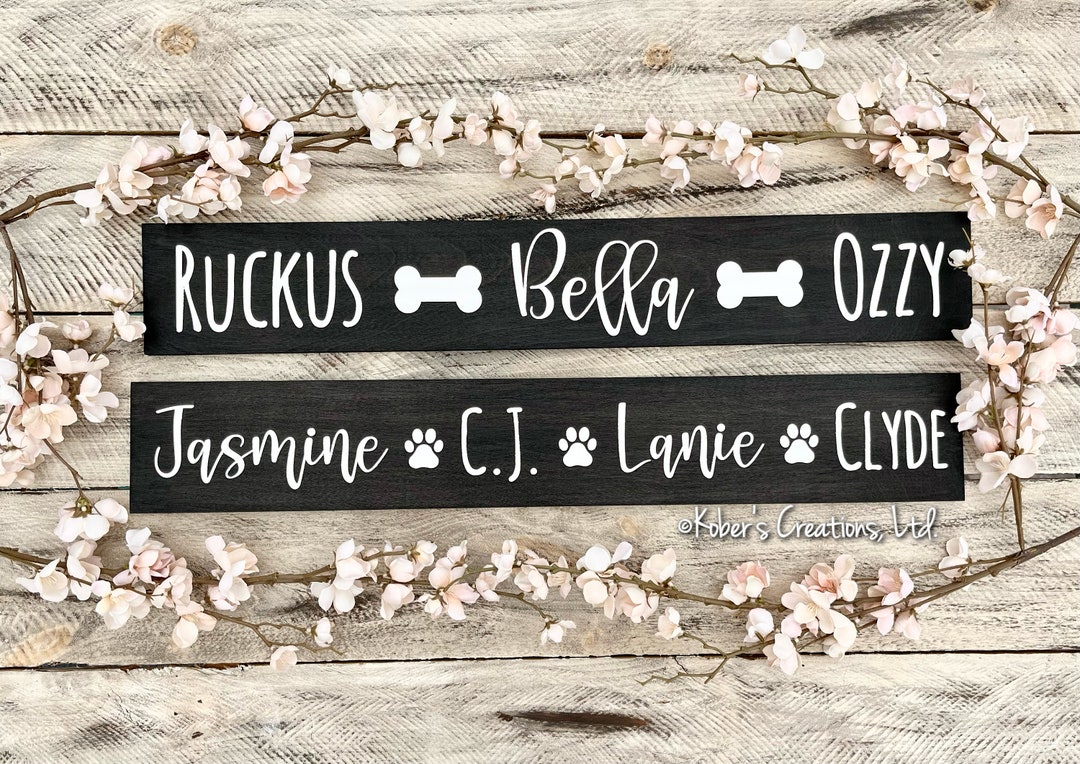 Personalized Pet Name Sign, Custom Name Paw Print Sign, Pet Name Bone ...