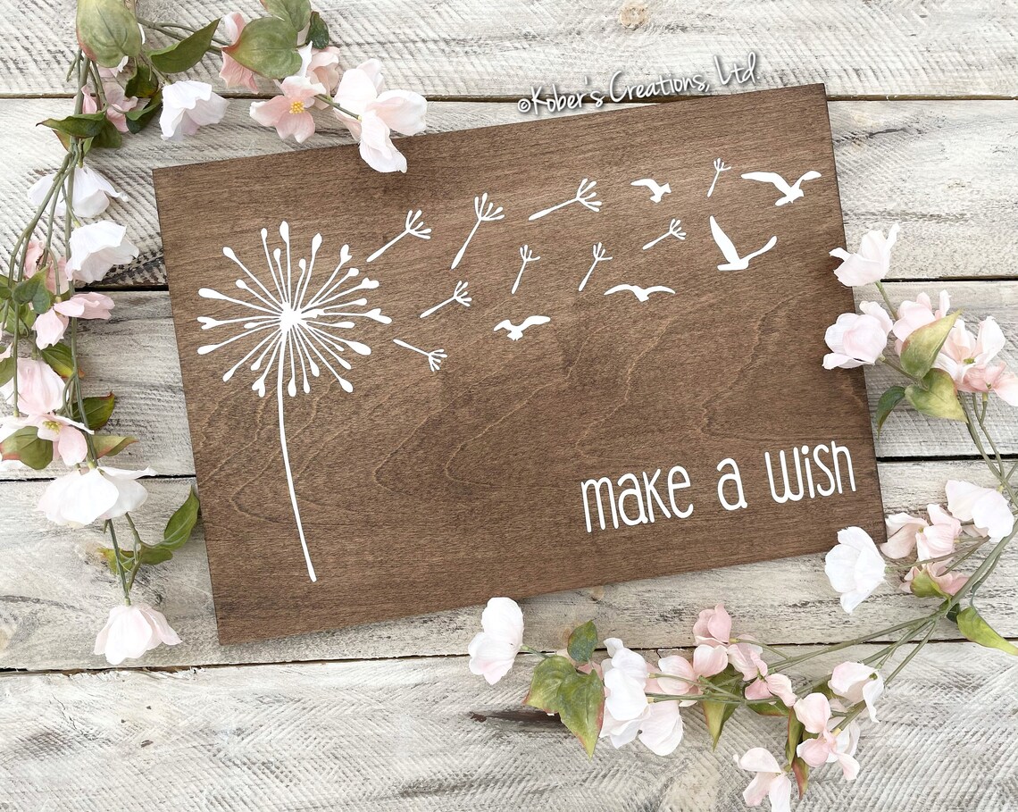 Make a Wish Dandelion Sign Blowing Dandelion Sign Dandelion - Etsy
