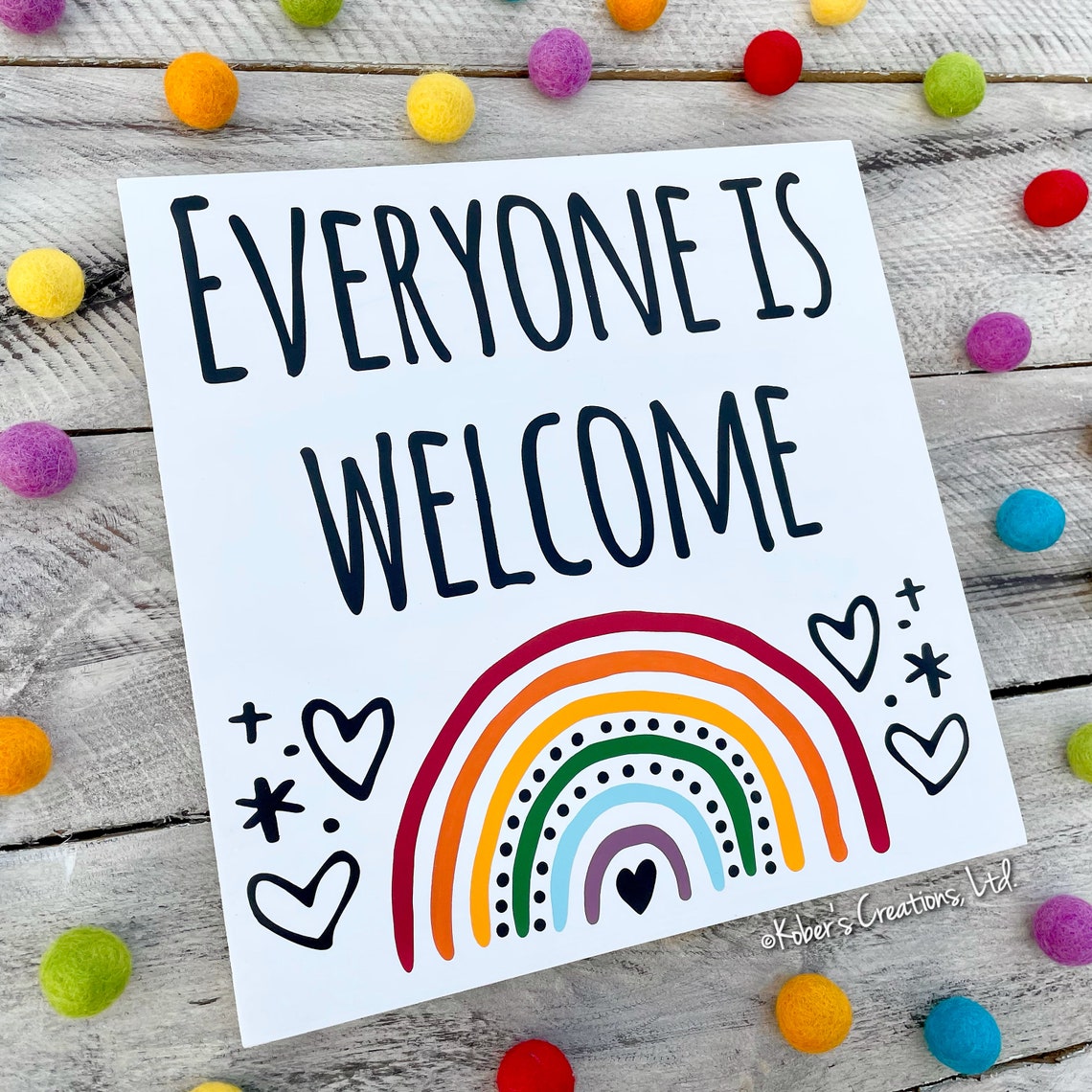 Everyone is Welcome Sign, Rainbow Sign, Rainbow Welcome Sign, Nursery ...
